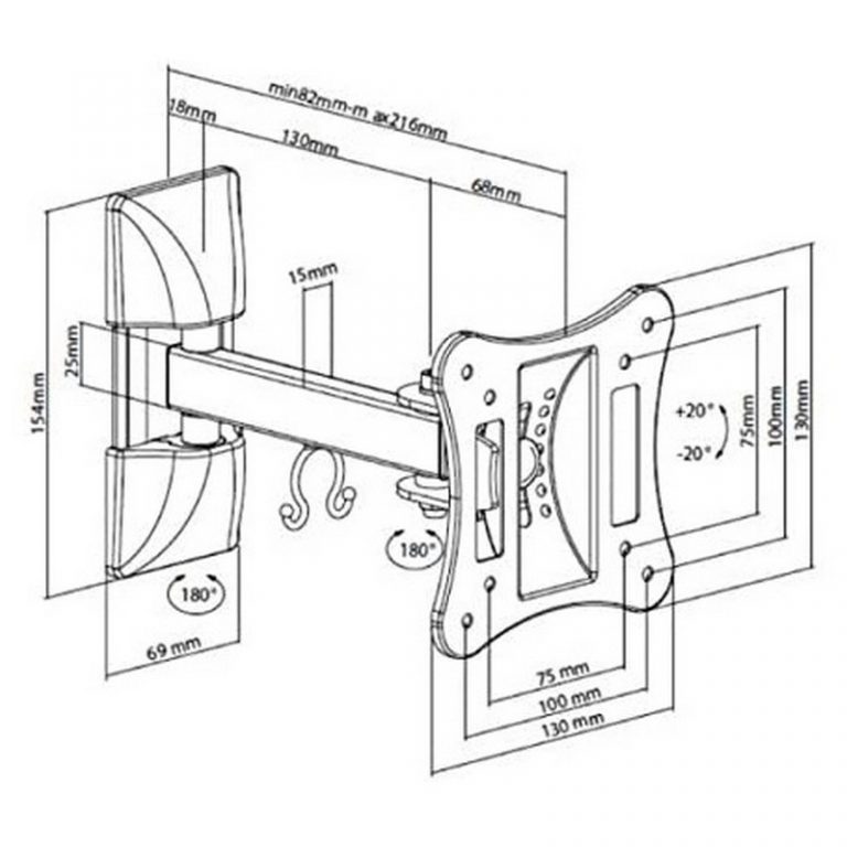iTech Single Arm Wall Bracket | 13" to 27" | LCD32B